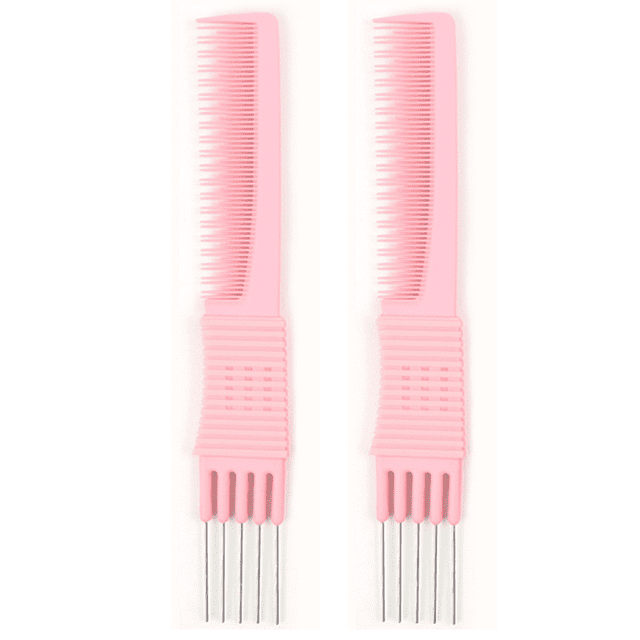 Carbon Lift Teasing Comb, Metal Prong Style, 2-Pack Pink, 5 Stainless ...