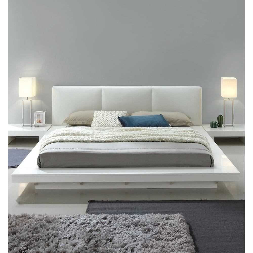 Carbon Loft Ballingham Gloss White Low Profile Upholstered Bed Queen ...