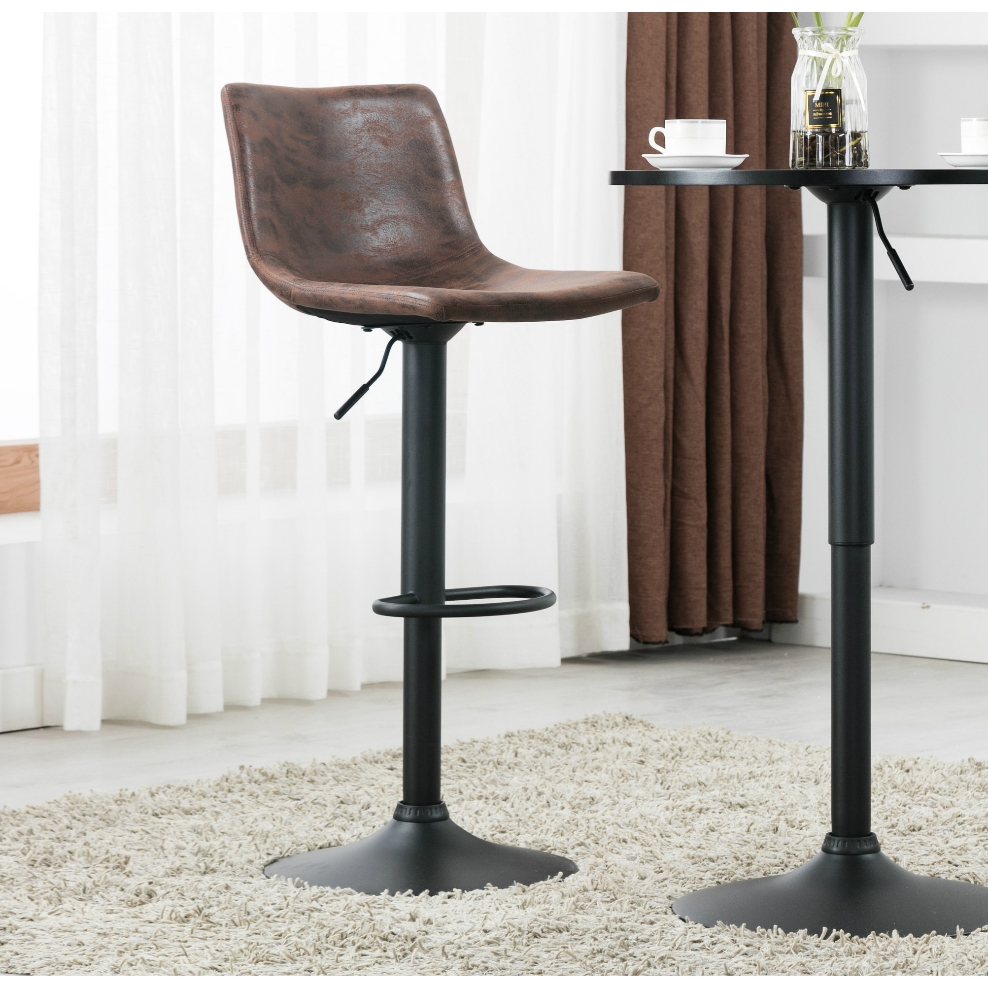 Carbon Loft Welliver Metal Upholstered Vintage Brown Adjustable Bar ...