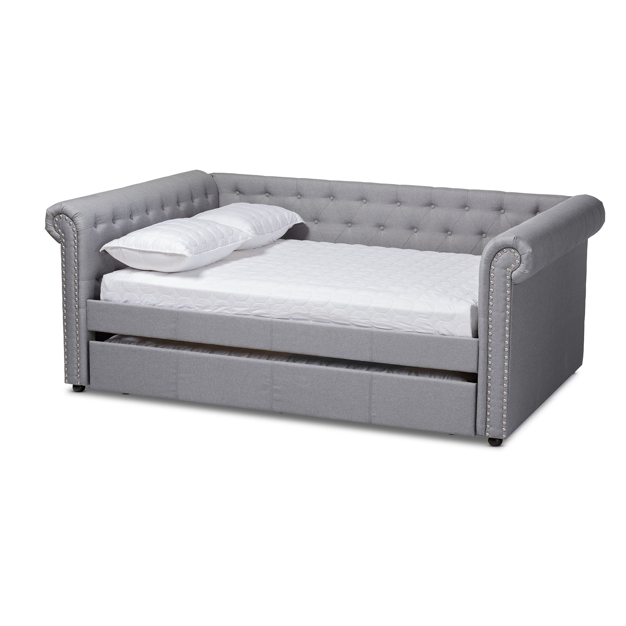 Carbon Loft Zoltowski Tufted Contemporary Daybed with Trundle Grey Full ...