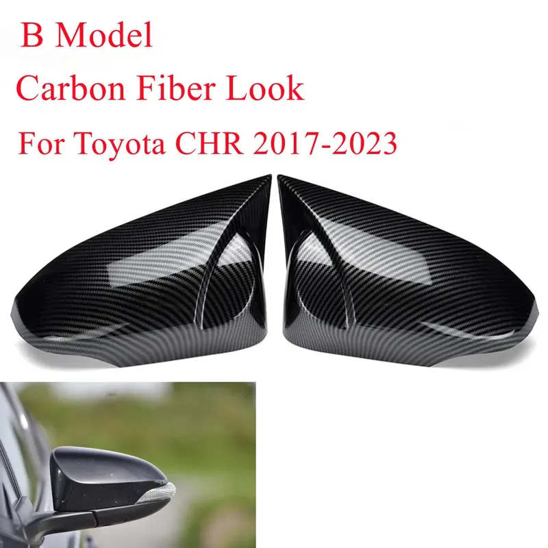 Carbon Look-B-2X Side Rearview Mirror Cover Caps For Toyota CHR C HR C ...