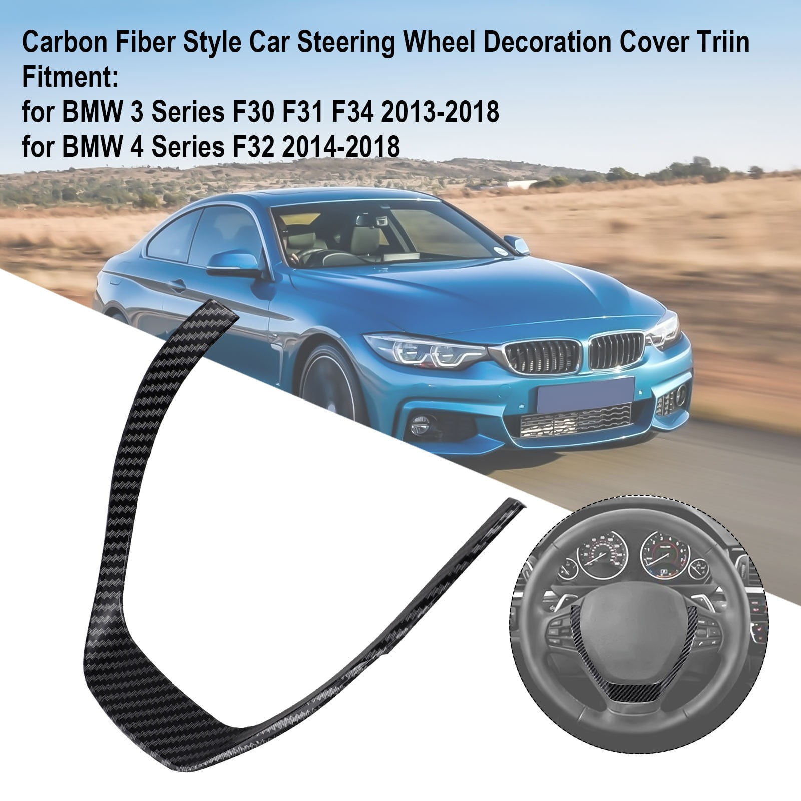 Carbon Look Steering Wheel Trim Cover for BMW 1 3 Series F20 F30 F34 GT ...