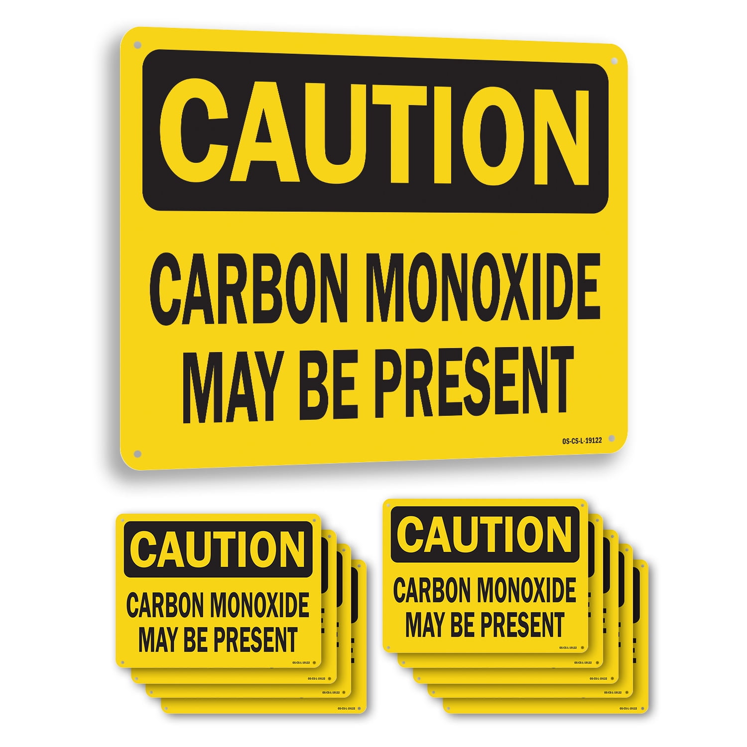 Carbon Monoxide May Be Present OSHA Caution Aluminum Sign 24 Inch x 18 ...