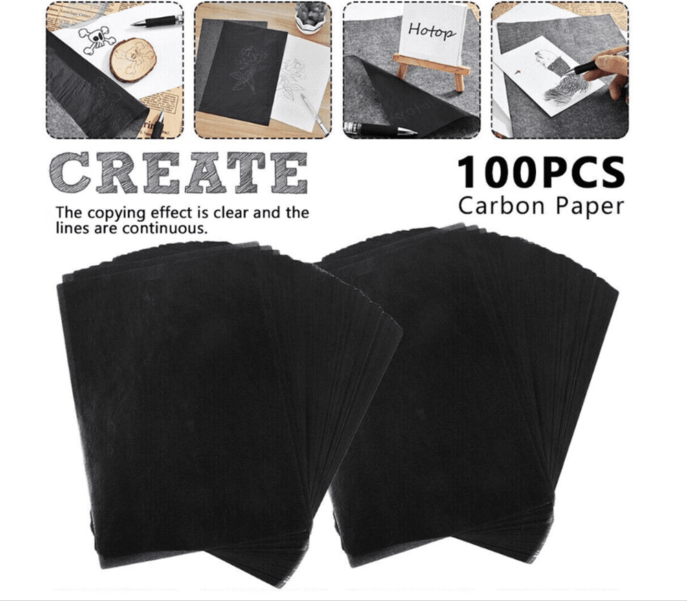 Carbon Paper for Tracing Graphite Transfer-Paper - ZOUYUE 100 Pcs Black ...