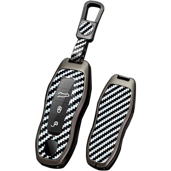 Carbon Pattern Key Case Holder Protector Keychain for Porsche 718 911 ...
