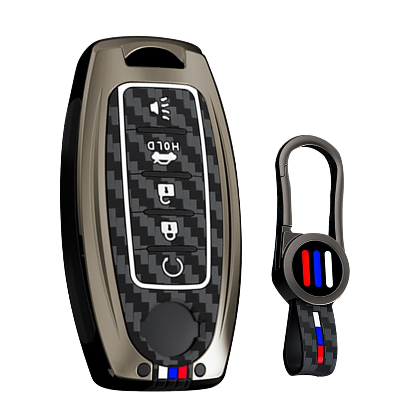 Carbon Pattern Key Fob Case Fit for Nissan 5-Button Key Remote for ...