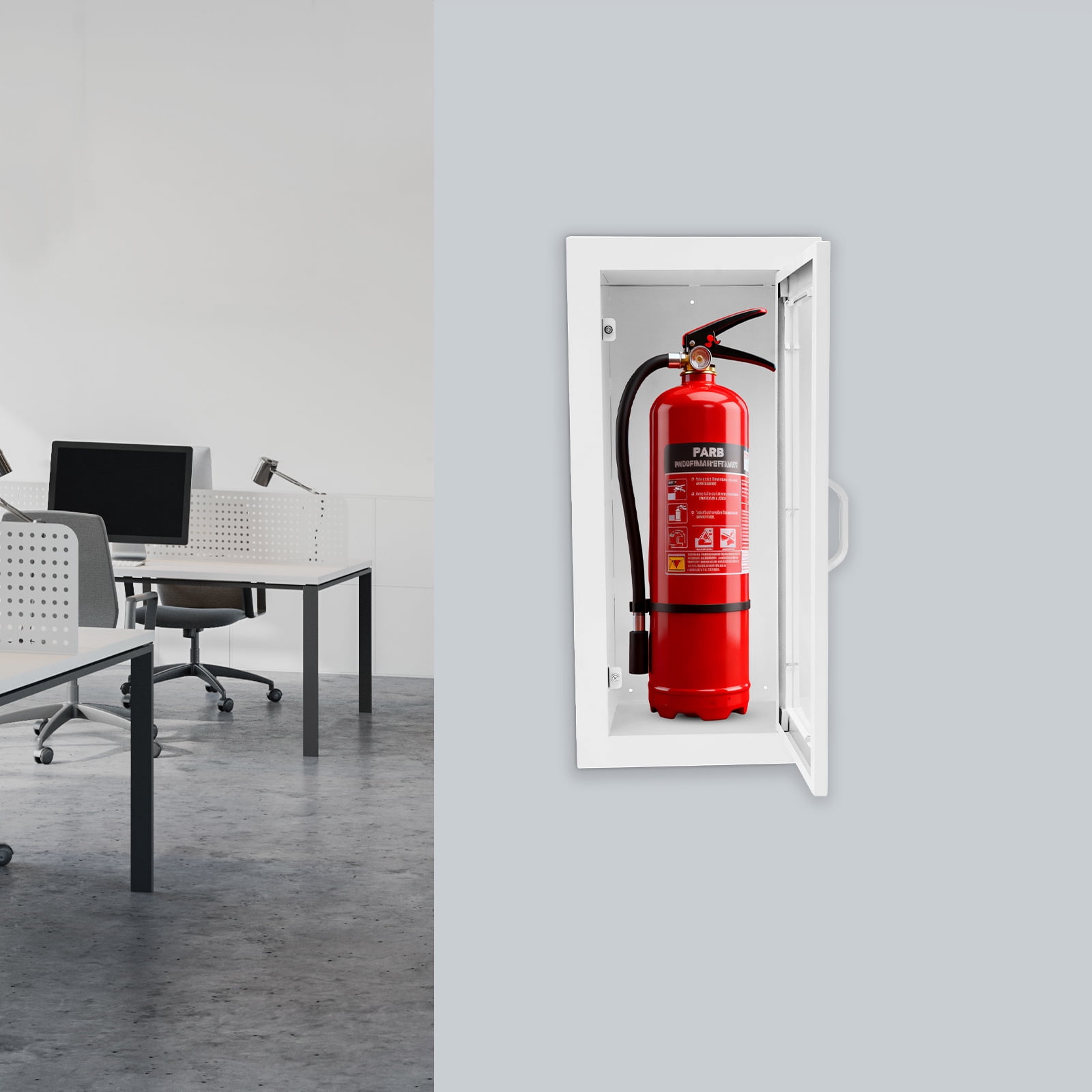 Carbon Steel Acrylic 33x69.85x15.24cm Fire Extinguisher Storage Cabinet ...