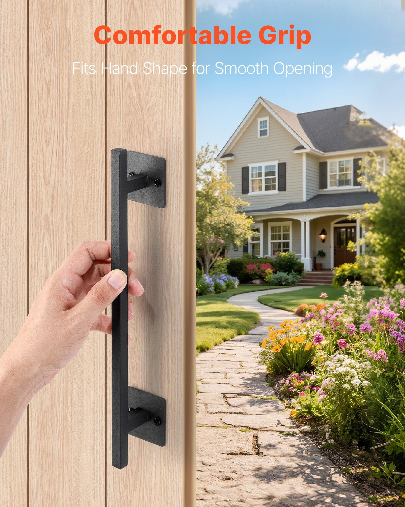 Carbon Steel Barn Door Handle 12.6 Inch, Heavy Duty Rustic Pull for ...