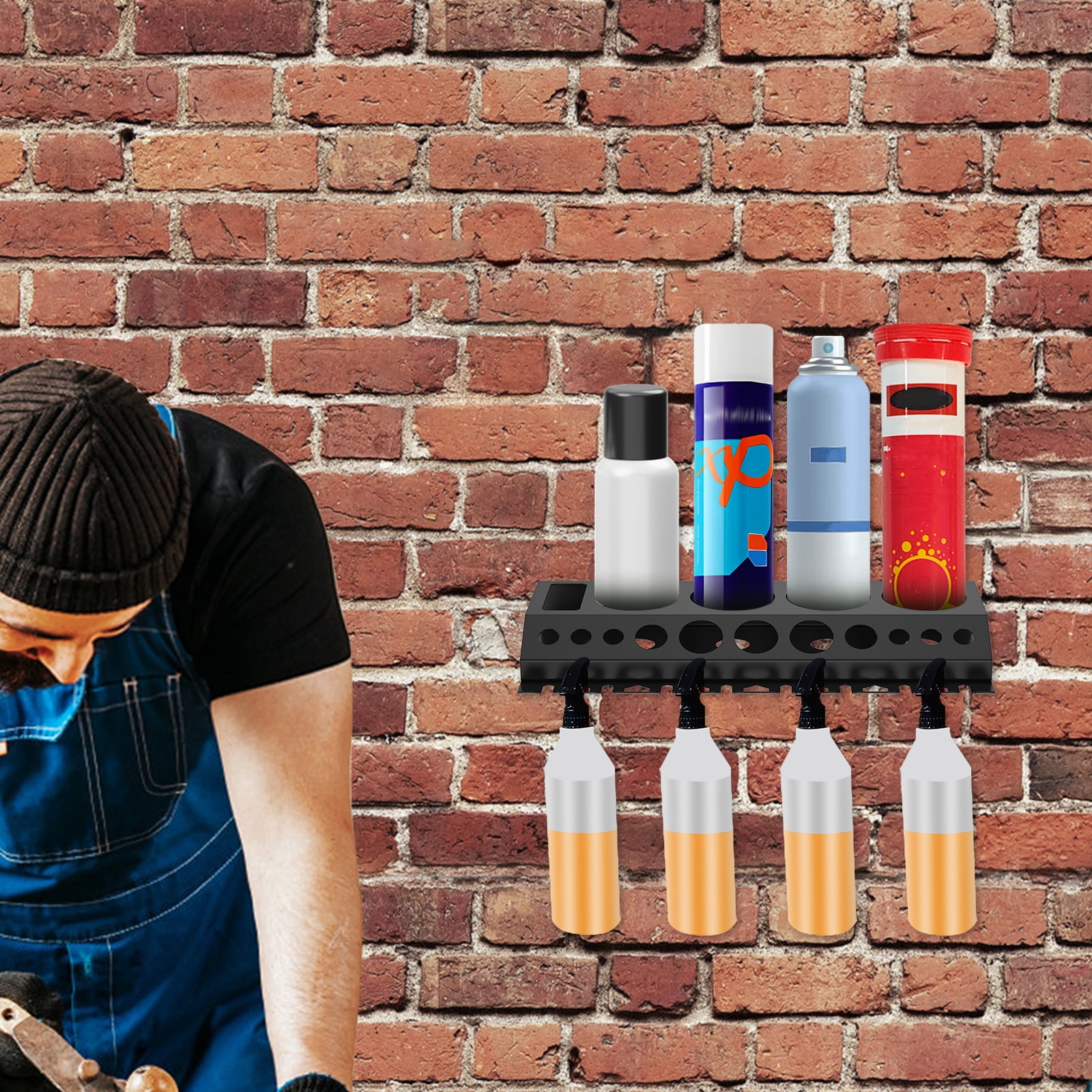 Carbon Steel Bottle Storage Rack Wall Mounted Detailing Brush Organizer ...