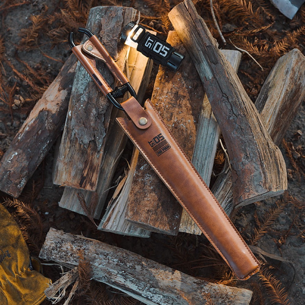 Carbon Steel Camping Charcoal Tongs Bonfire Bbq Firewood Clip Leather ...