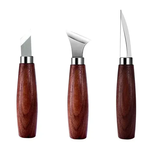 Carbon Steel Carving Knives Set with Walnut Handle Delicate DIY Carving ...