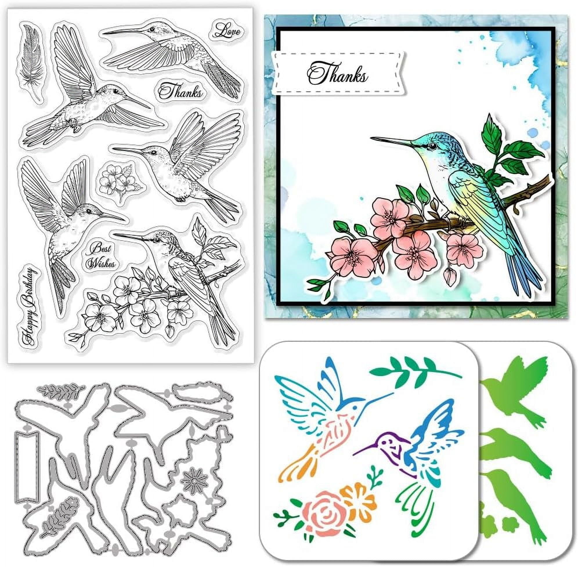 Carbon Steel Hummingbird Clear Stamps Cutting Dies PET Painting ...
