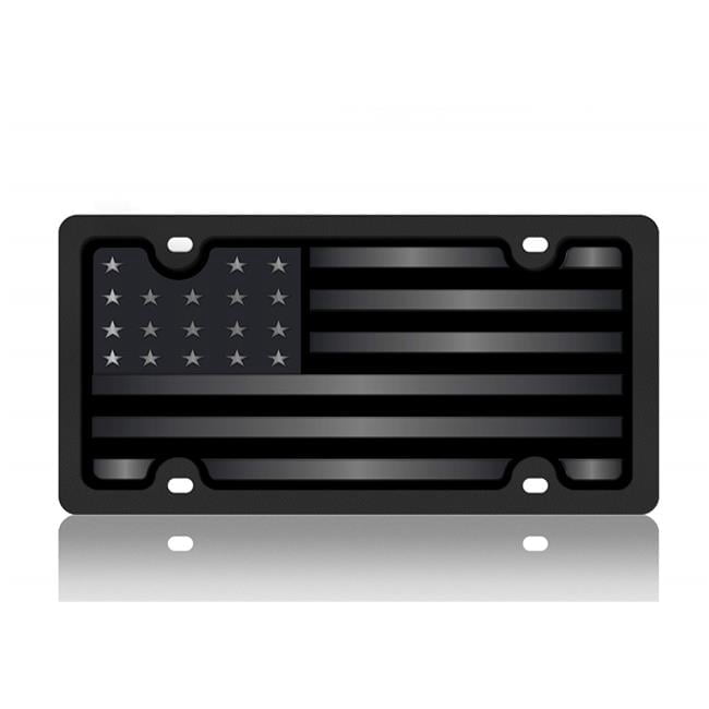Carbon Steel License Plate - Blacked Out USA Flag, Matte Black with ...
