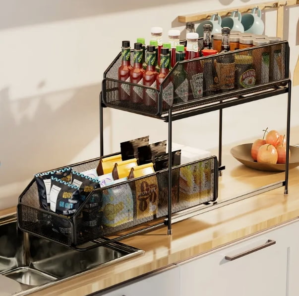 Carbon Steel Mesh 2-Tier Cabinet Organizer - Walmart.com