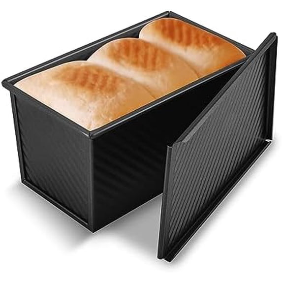 Carbon Steel Pullman Loaf Pan with Lid, 1 lb Dough Capacity, Black, Non ...