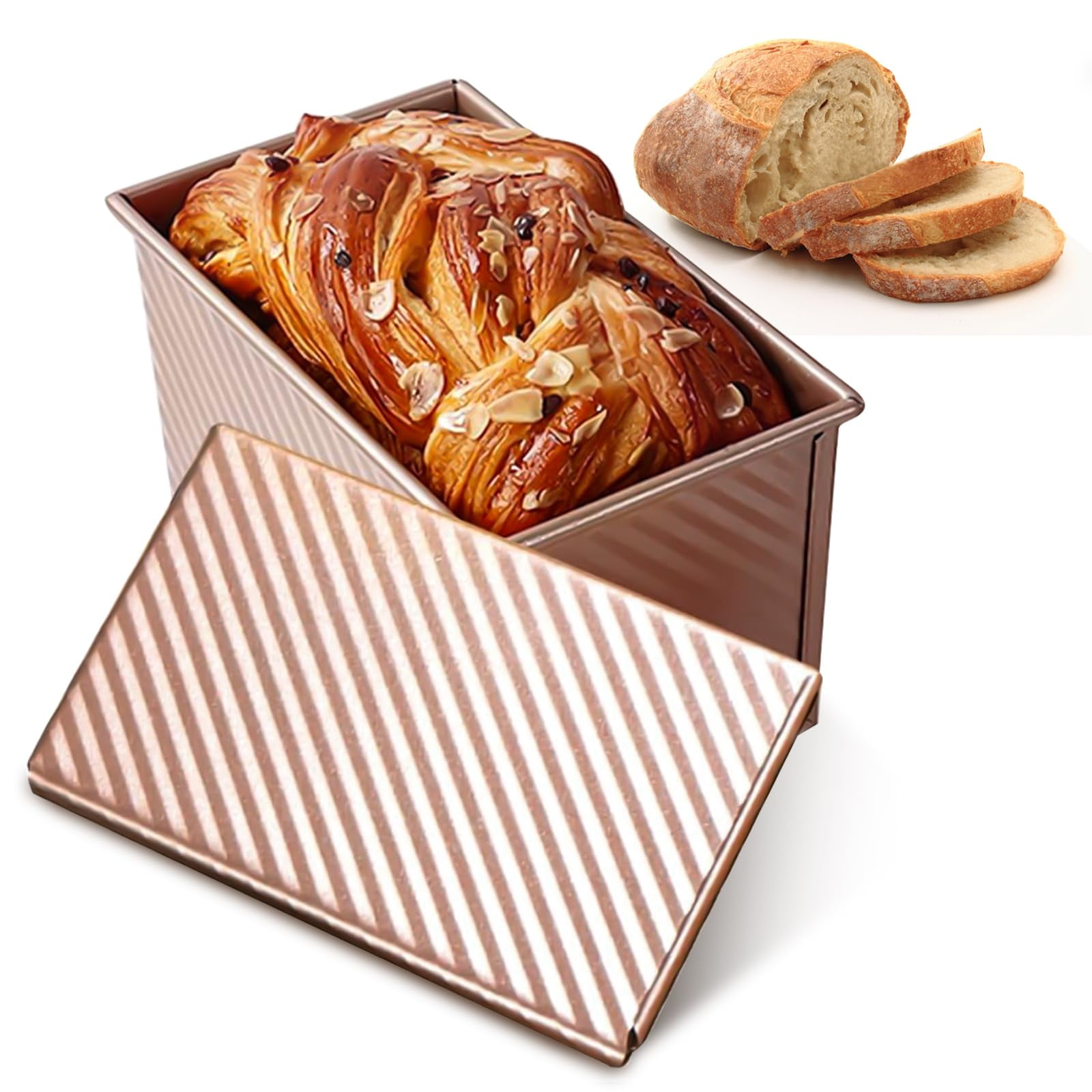 Carbon Steel Pullman Loaf Pan with Lid, Non-Stick Baking Pan for Bread ...