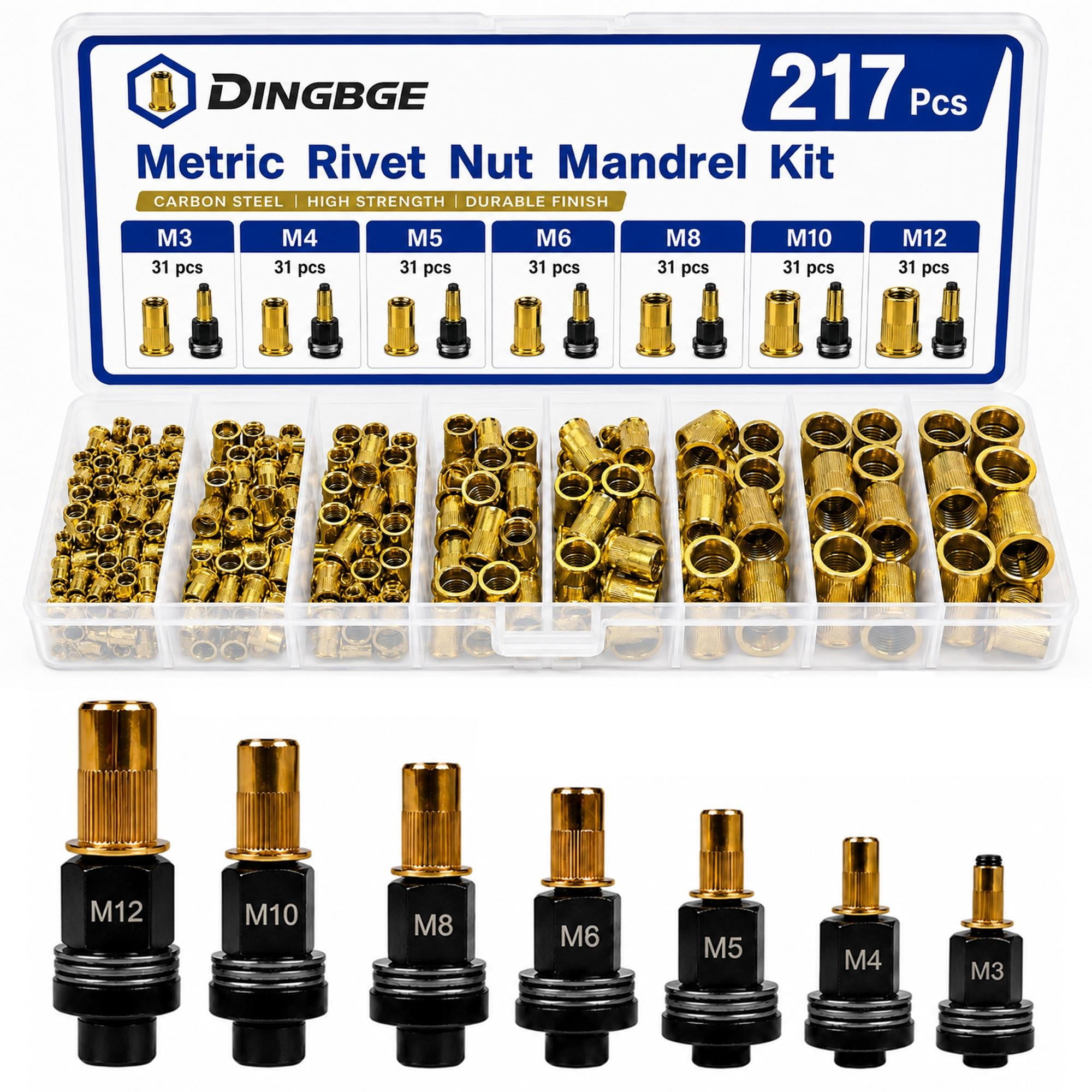 Carbon Steel Rivet Nut Tool Set Rivet Nut Tool Kit Mandrel Head Set One ...