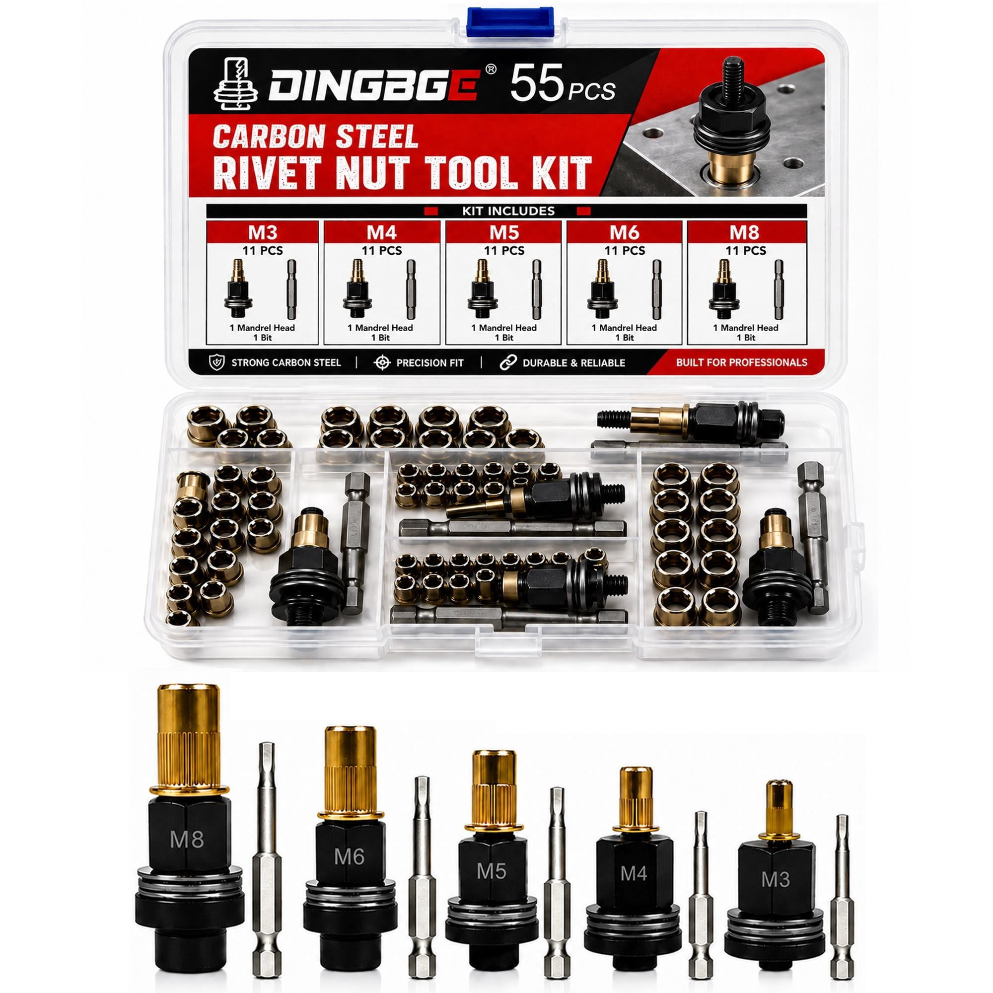 Carbon Steel Rivet Nut Tool Set Rivet Nut Tool Kit Mandrel Head Set One ...