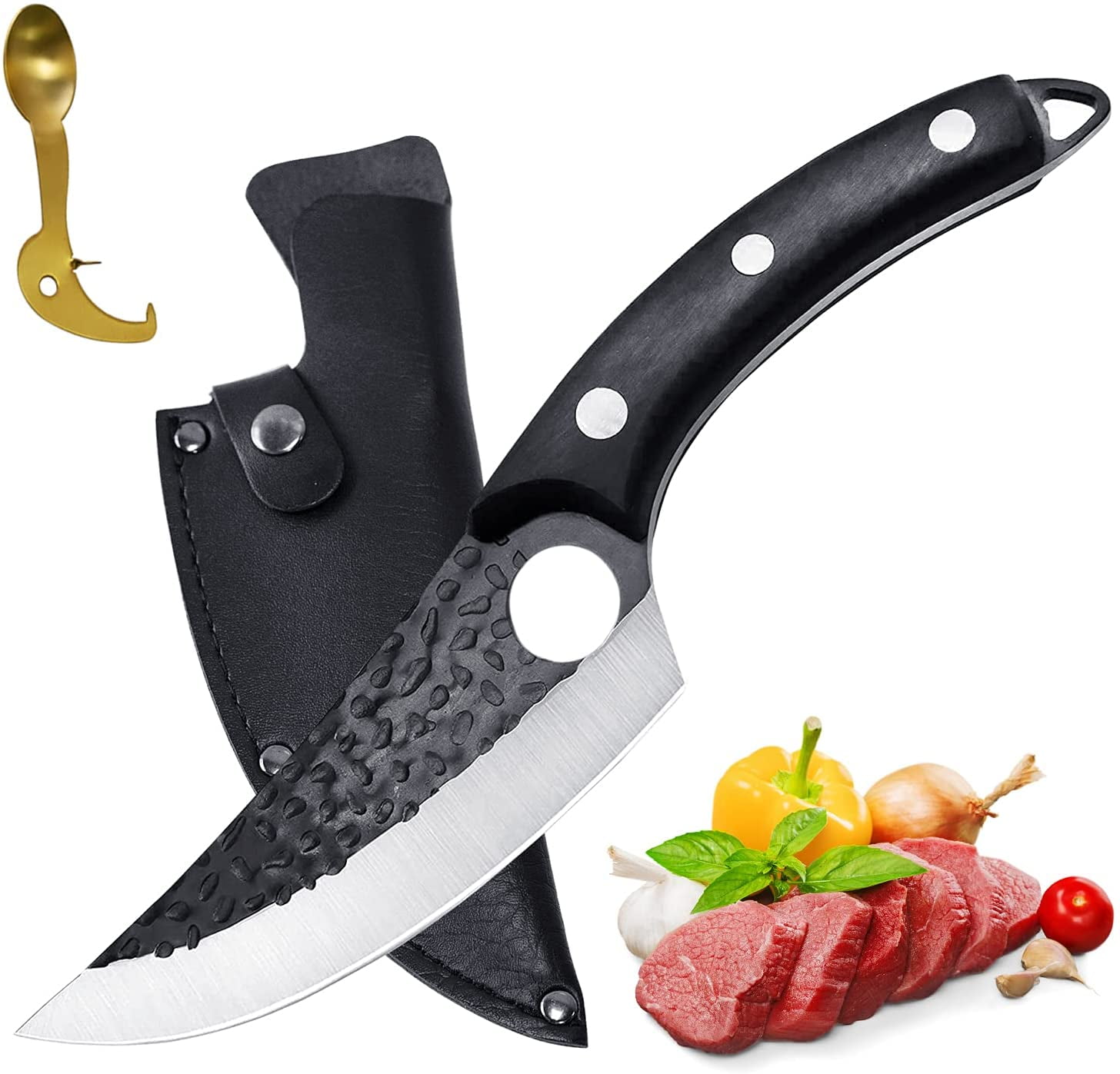 Carbon Steel Sharp Boning Knife with Sheath , 6" Professional Fish ...