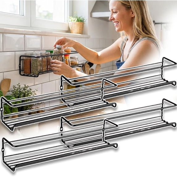Carbon Steel Wall-Mounted Kitchen Spice Rack,2026 New No-Drill Wall ...