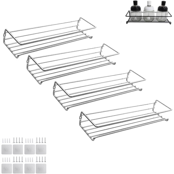Carbon Steel Wall-Mounted Spice Rack, 29cm, No-Drill, Kitchen Hanging ...