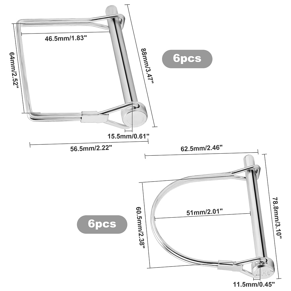 Carbon Steel Wire Lock Pins Rectangle & D Shape Platinum 56.5x88x15.5mm ...