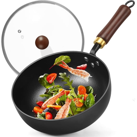 Carbon Steel Wok, 9.5" Bi-Thickness Authentic Chinese Woks & Stir-Fry ...
