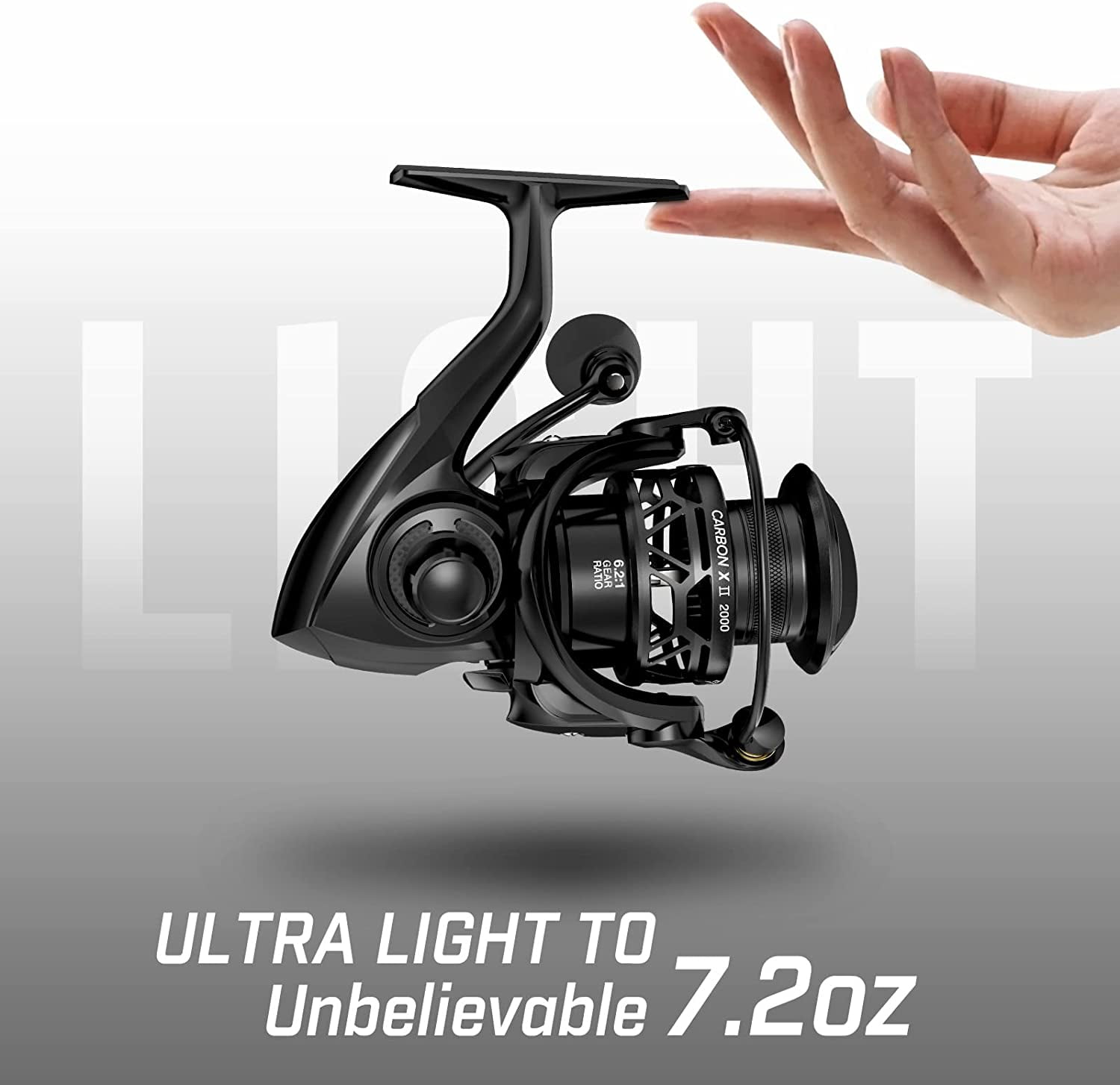 Carbon X II Spinning Reels, Light to 5.5oz, Upgrade Carbon Frame Rotor ...
