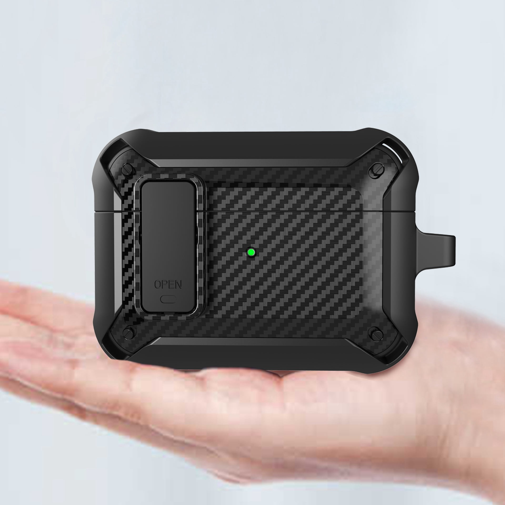 Carbon fiber Armor for Airpods 3 Cover with Lock Clip Military Hard ...