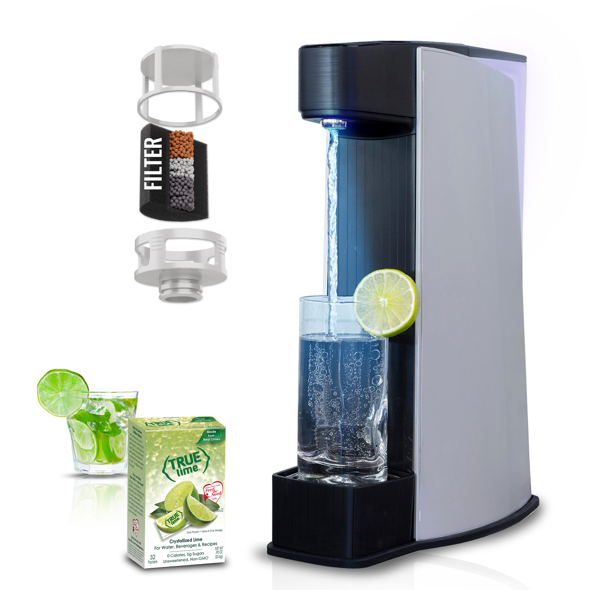 Carbon8 - One Touch Sparkling Water Maker, Filter and Dispenser, 1.5 L ...