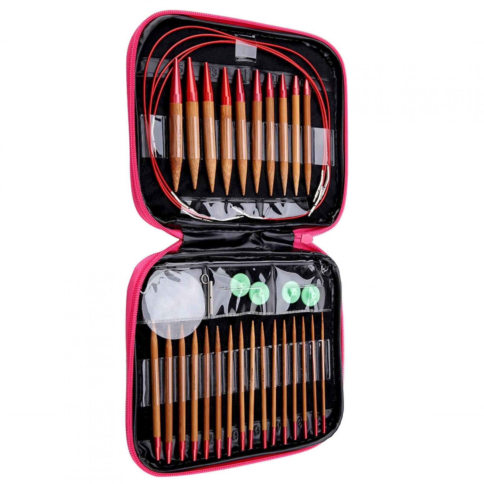 Carbonized Bamboo Interchangeable Circular Knitting Needle Set with PU ...