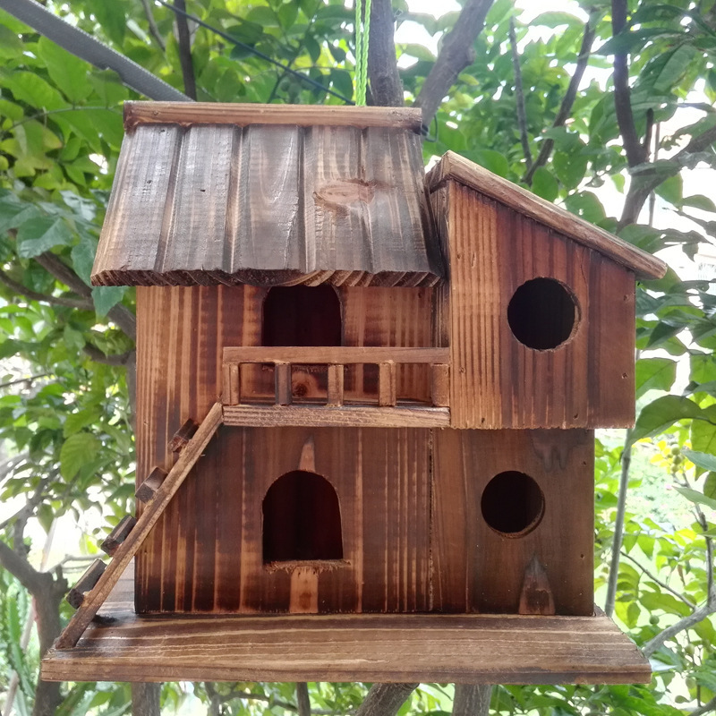 Carbonized Bird Nest Feeding Bird Cage Anti-Corrosion Creative Bird ...