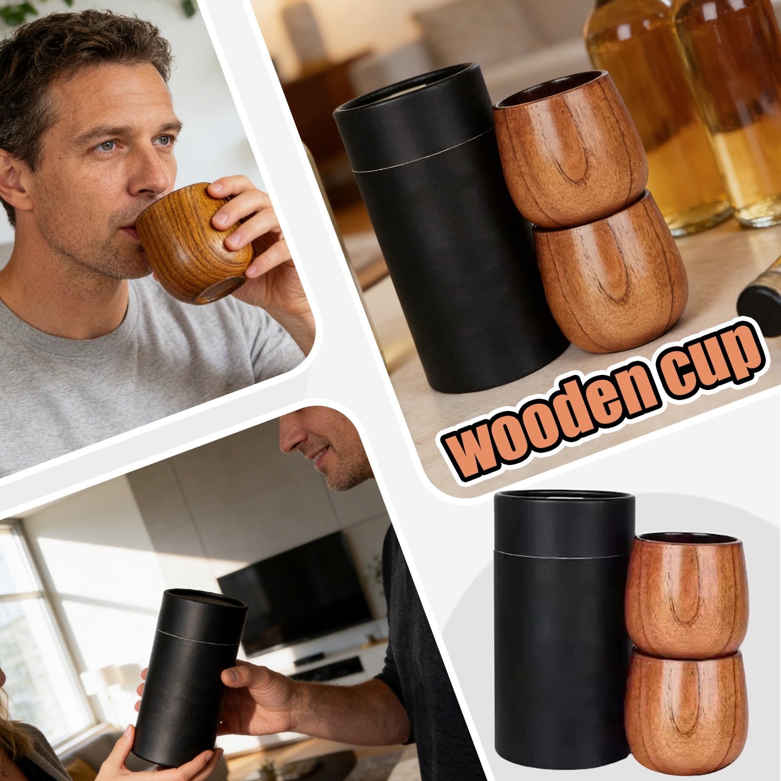 Carbonized Jujube Wood Cups - Large Belly Cup and Small Wine Cup Set ...