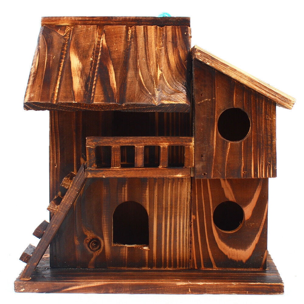 Carbonized Wood Bird House Freestanding Hanging Bird House Bird Nature ...