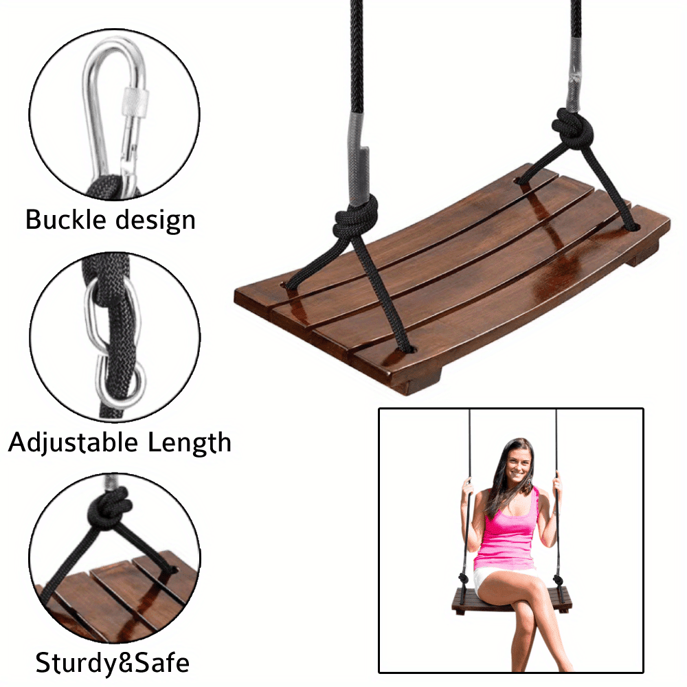 Carbonized Wood Gray Swing 16.93*7.87*1.57inch Solid Wood Anti-Rotting ...