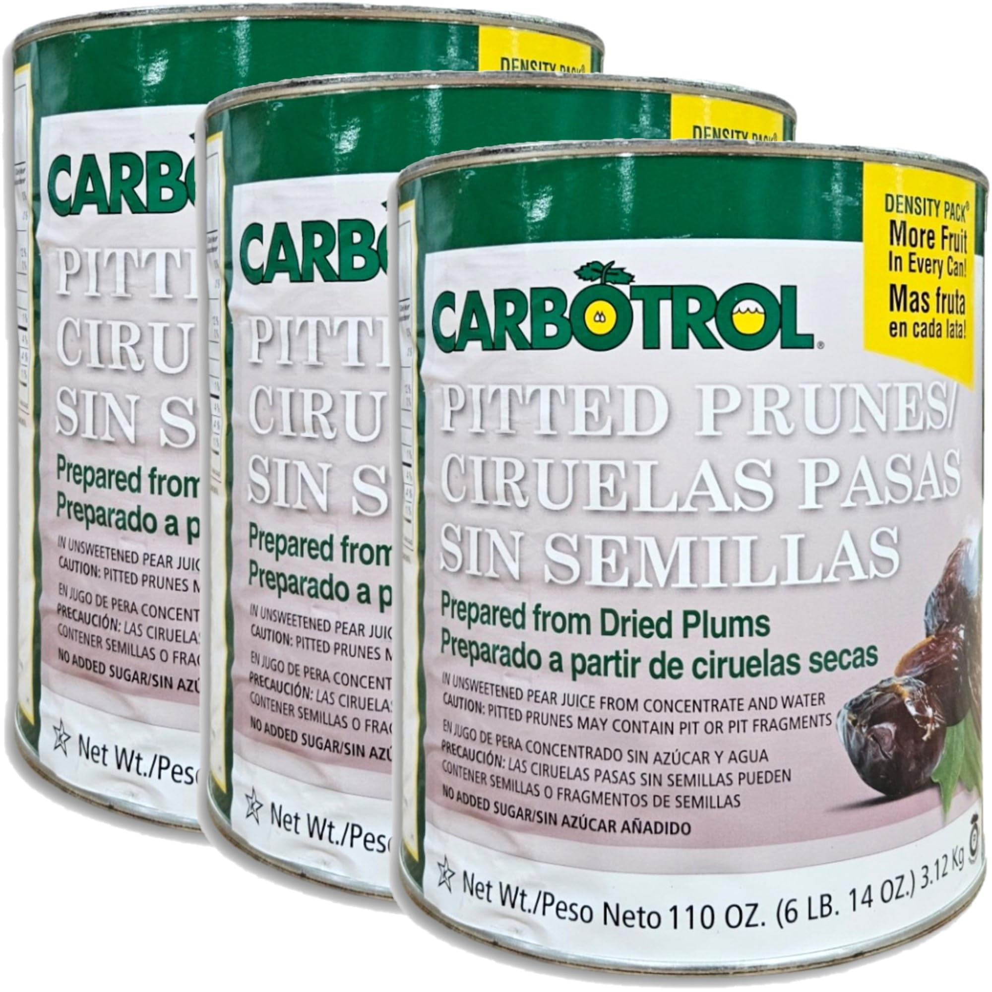 Carbotrol | Pitted Prunes in Juice Value Pack | 110 Ounce Density Pack ...