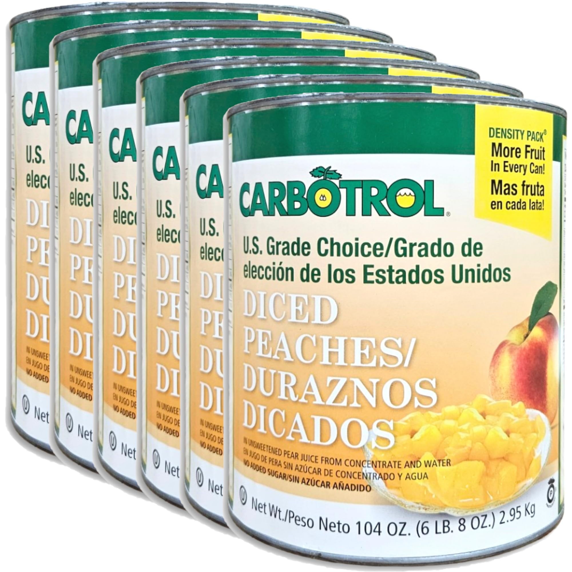 Carbotrol Diced Peaches, Grade Choice, 105 Ounce Density Pack, Case of ...