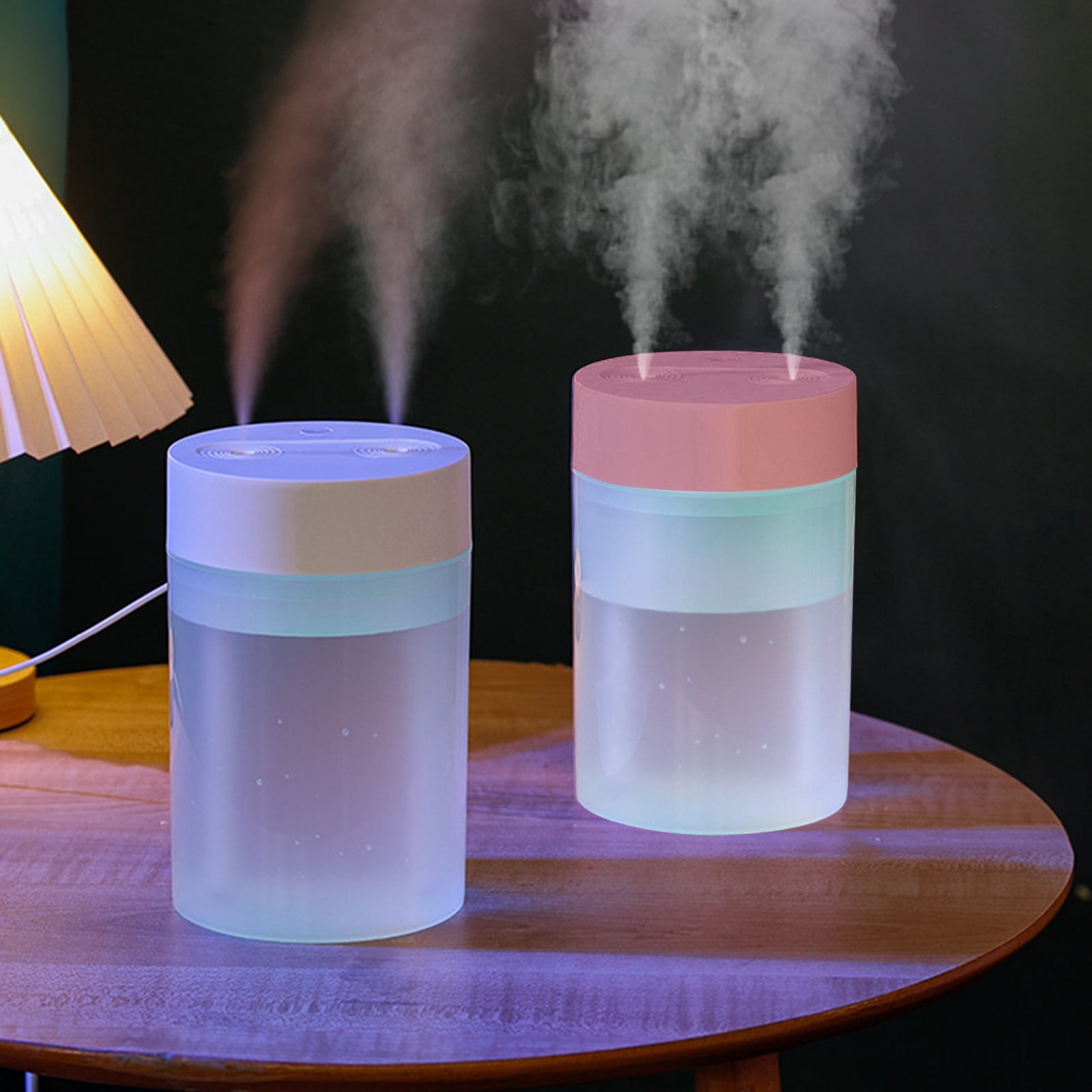 Cool Mist Humidifier, 1.6L Capacity, Double-Head Spray + Colorful Night ...