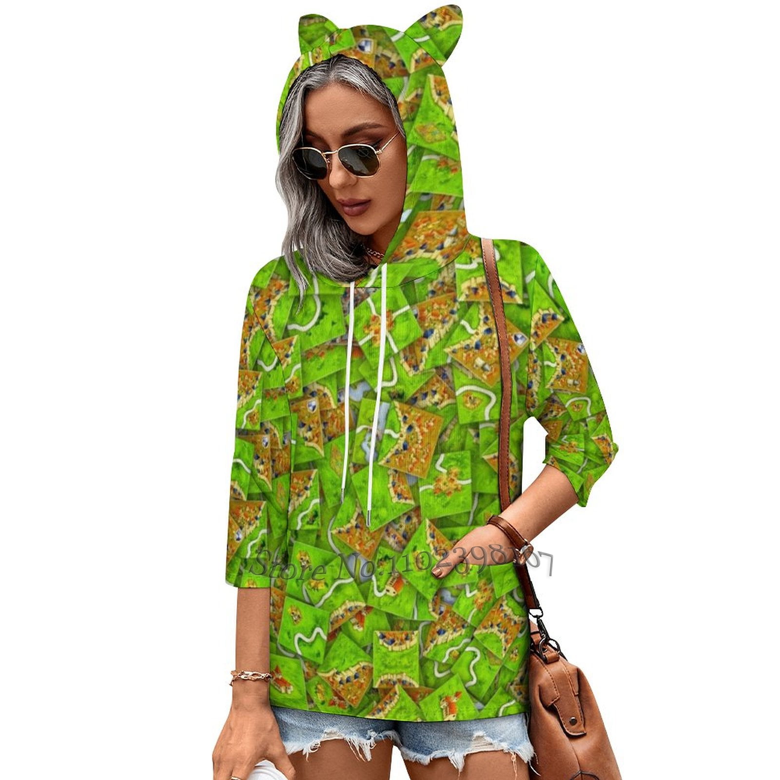 Carcassonne Tiles Oversized Hoodie Women Drawstring Sweatshirts ...