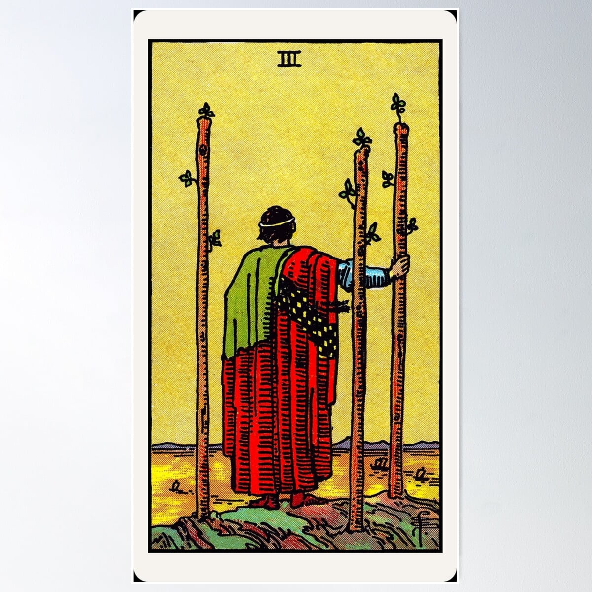 Card #24 - Three Of Wands - Rider Waite Smith Tarot Poster Wall Art ...