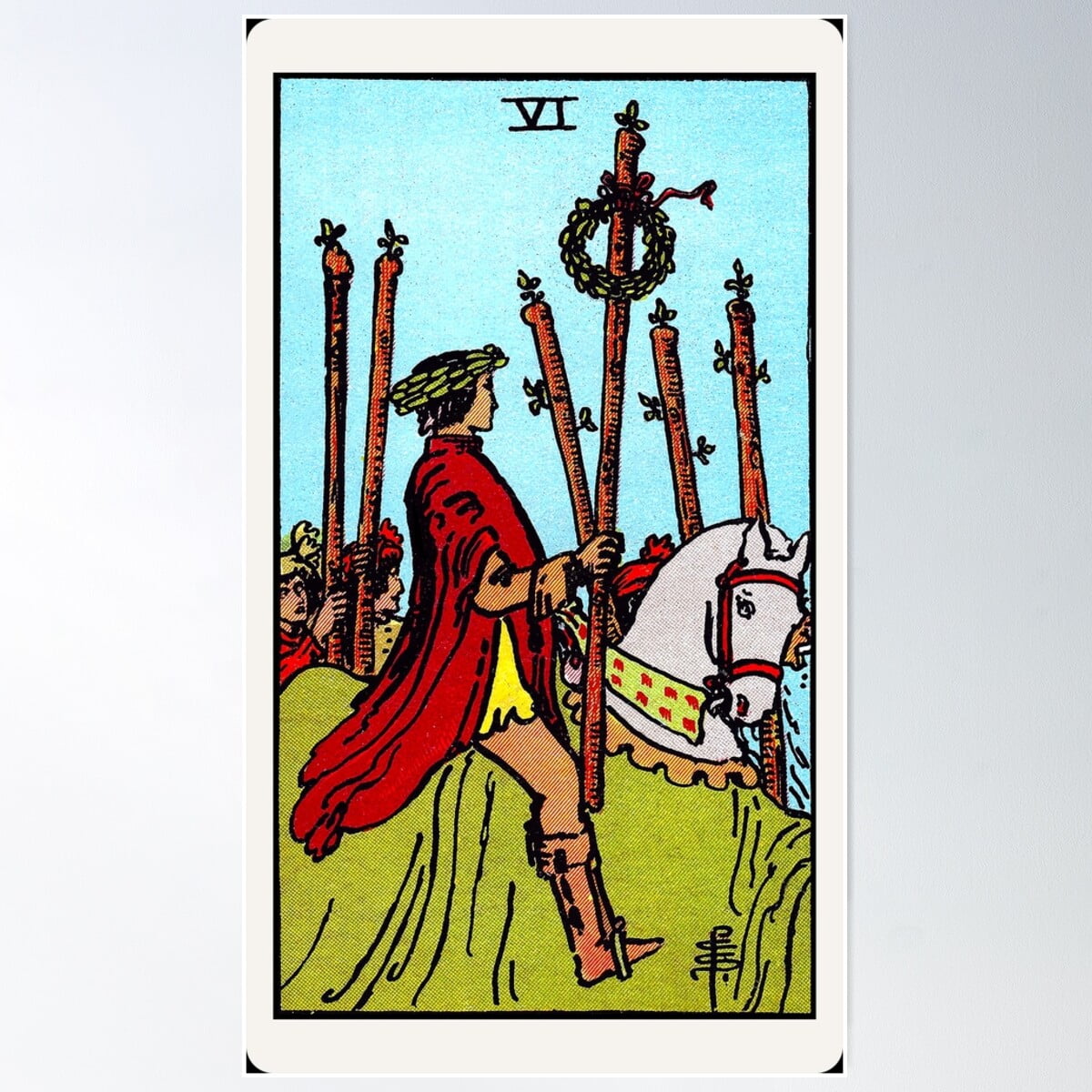Card #27 - Six Of Wands - Rider Waite Smith Tarot Poster Wall Art ...