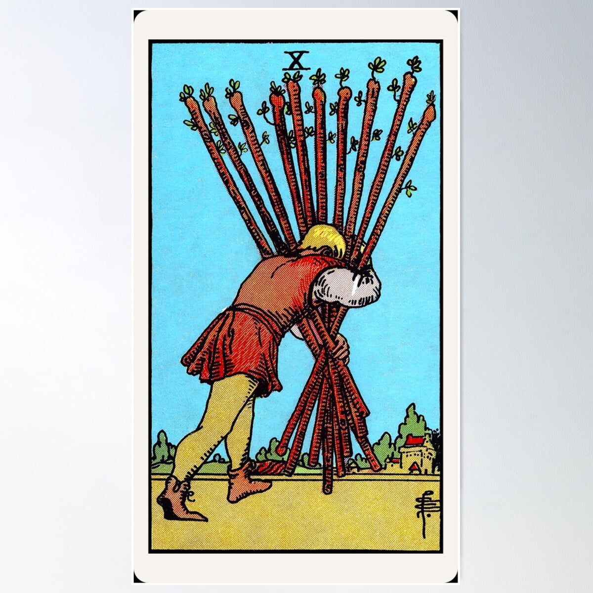 Card #31 - Ten Of Wands - Rider Waite Smith Tarot Poster Wall Art ...