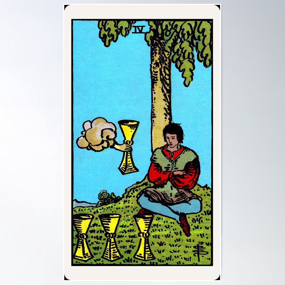 Card #39 - Four Of Cups - Rider Waite Smith Tarot Poster Wall Art ...