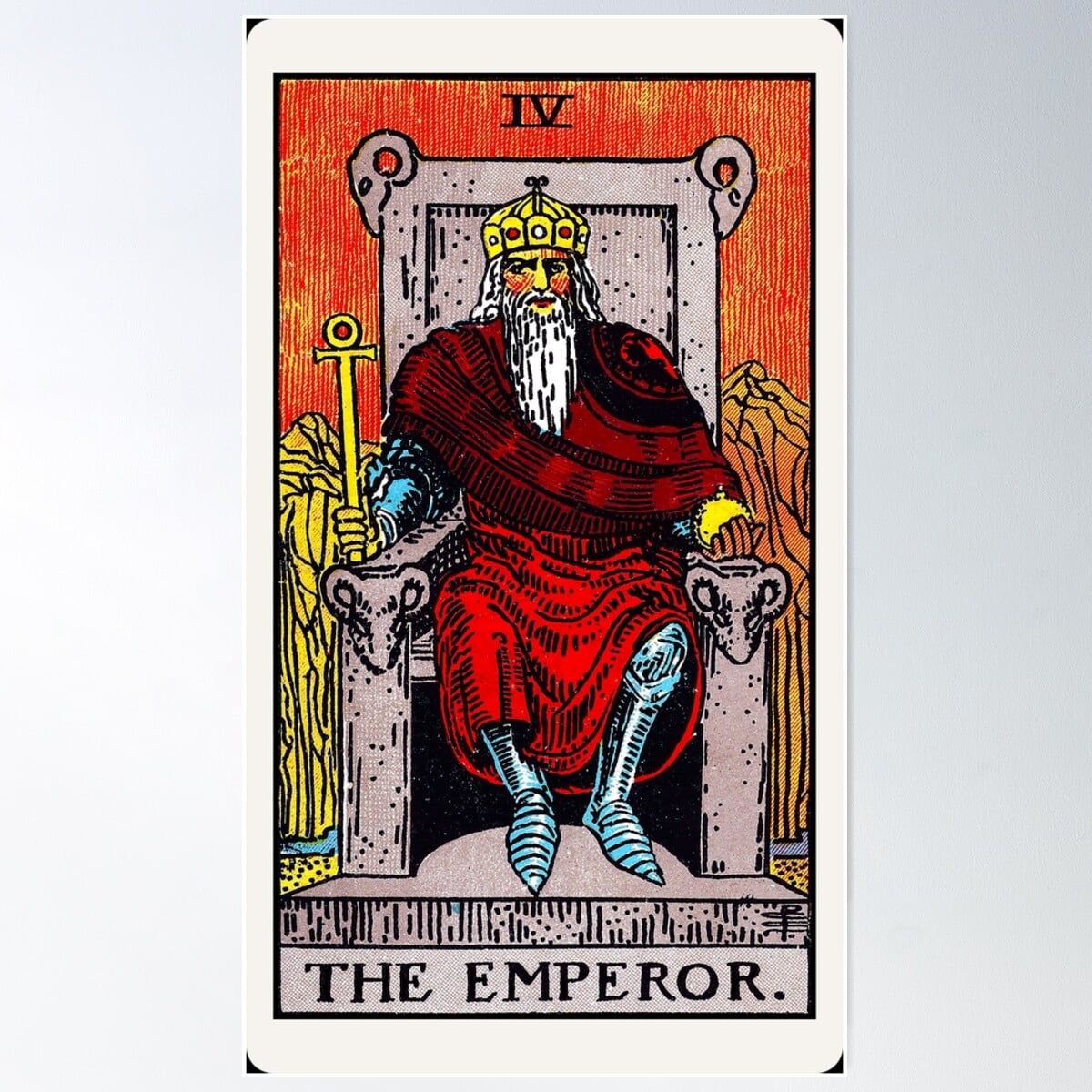 Card #4 - The Emperor - Rider Waite Smith Tarot Poster Wall Art, Modern ...