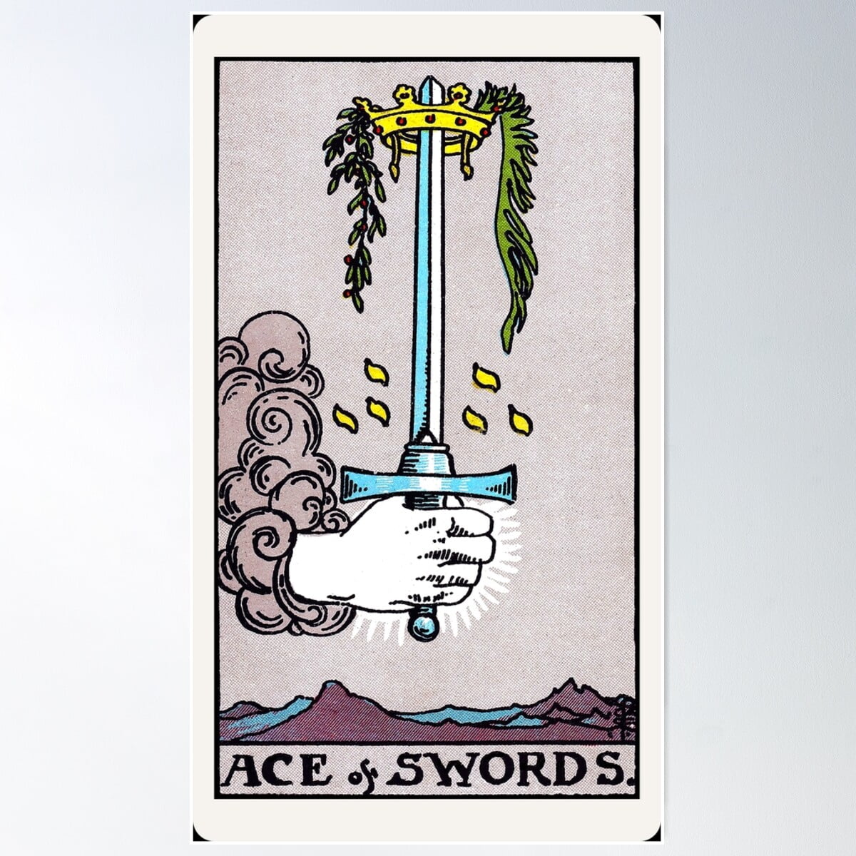 Card #50 - Ace Of Swords - Rider Waite Smith Tarot Poster Wall Art ...