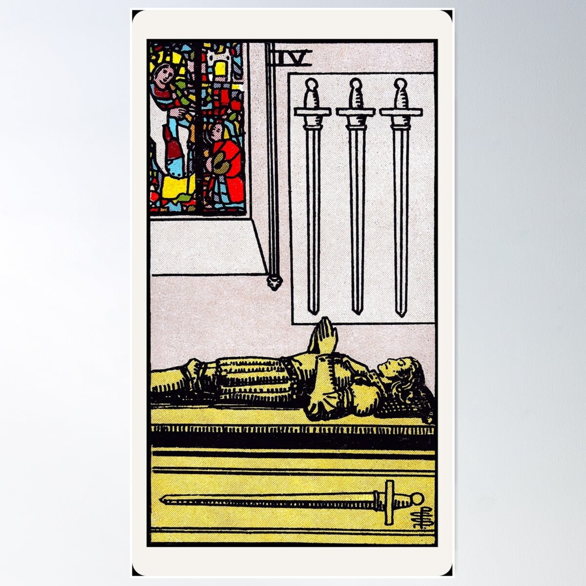 Card #53 - Four Of Swords - Rider Waite Smith Tarot Poster Wall Art ...