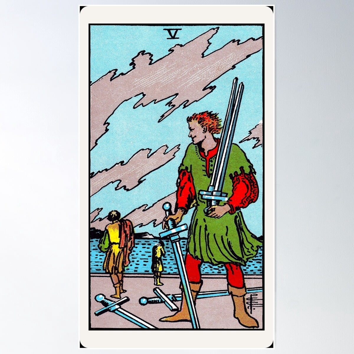 Card #54 - Five Of Swords - Rider Waite Smith Tarot Poster Wall Art ...