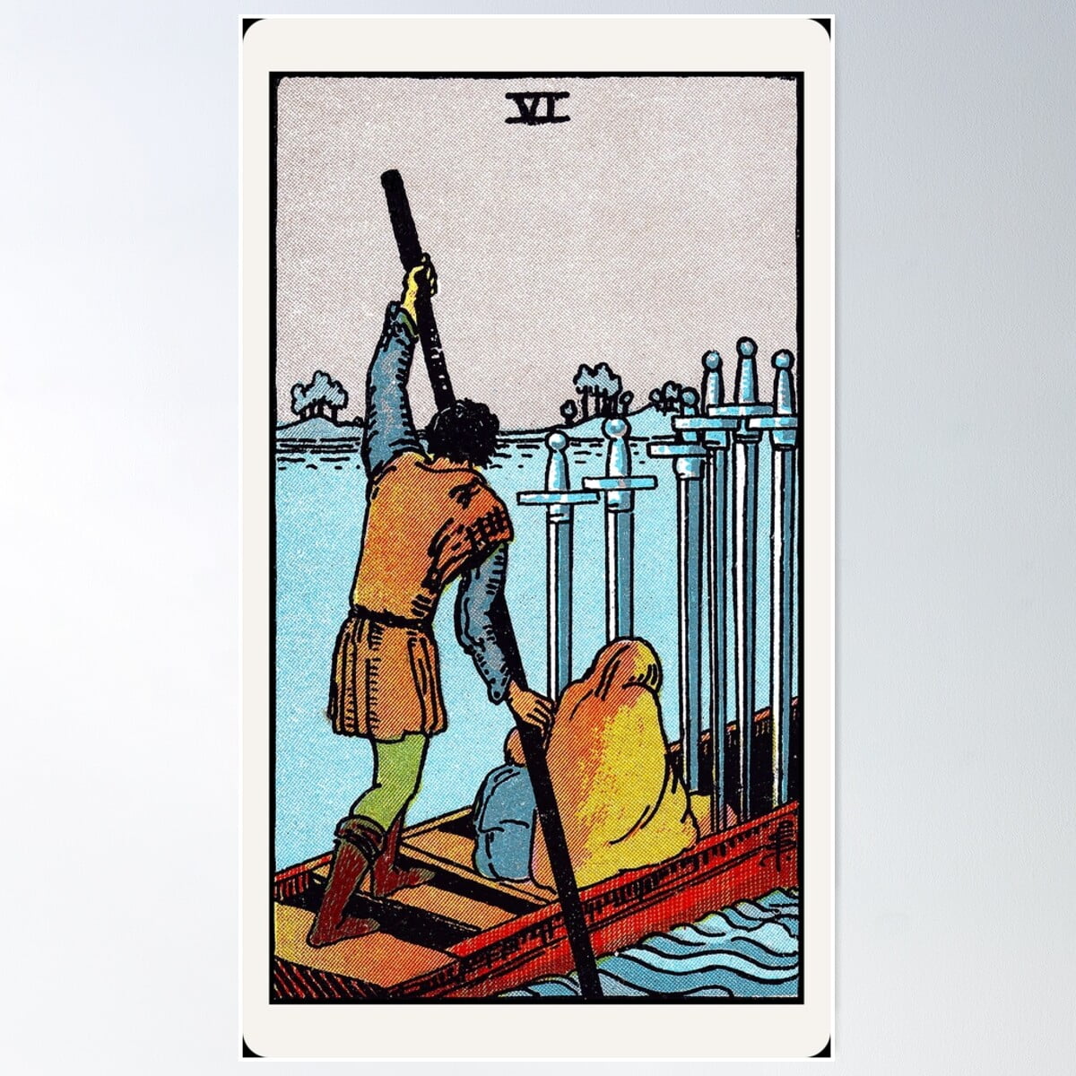 Card #55 - Six Of Swords - Rider Waite Smith Tarot Poster Wall Art ...