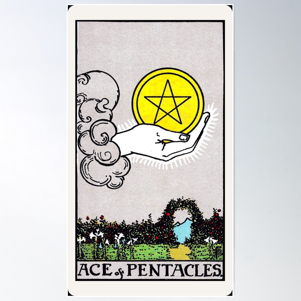 Card #64 - Ace Of Pentacles - Rider Waite Smith Tarot Poster Wall Art ...