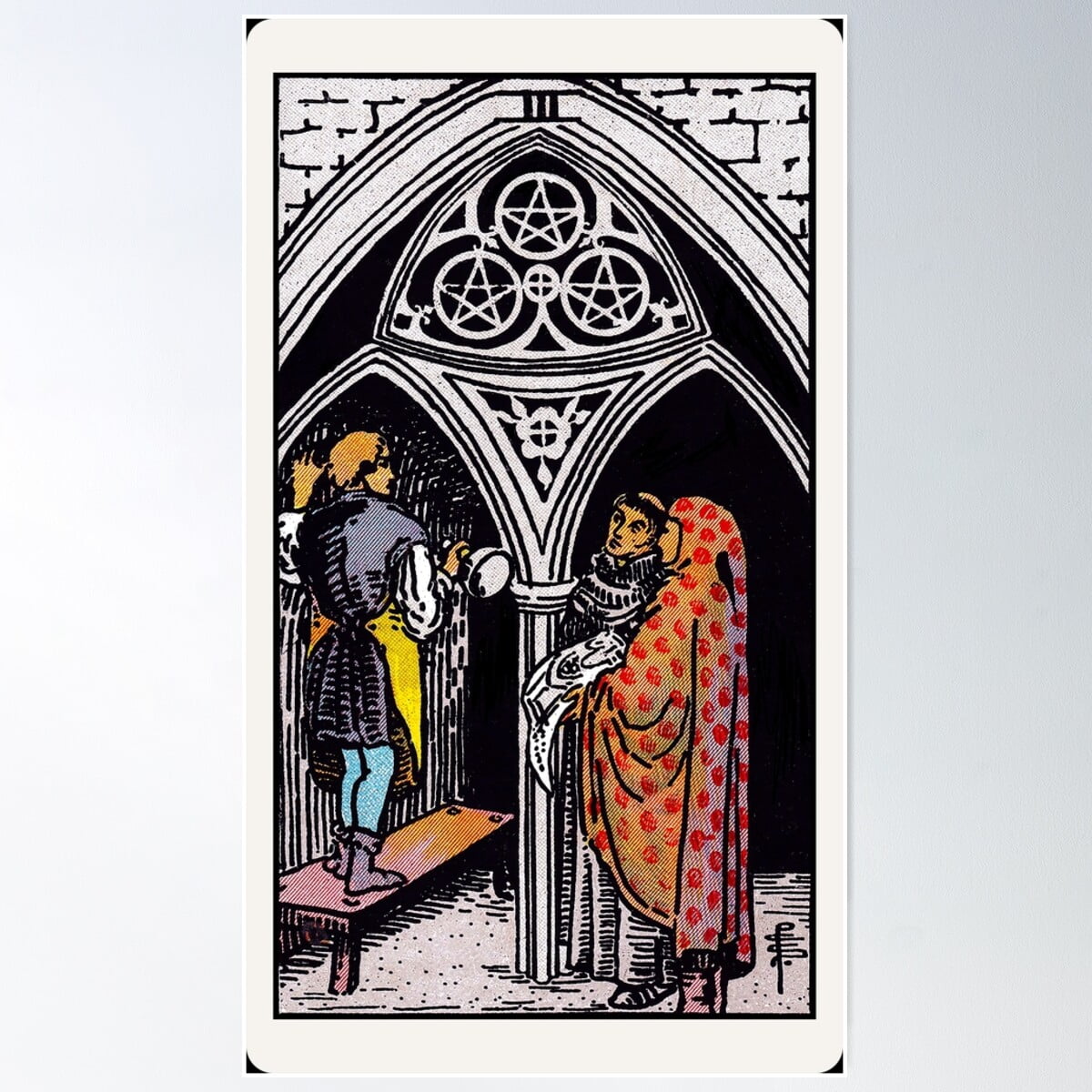 Card #66 - Three Of Pentacles - Rider Waite Smith Tarot Poster Wall Art ...